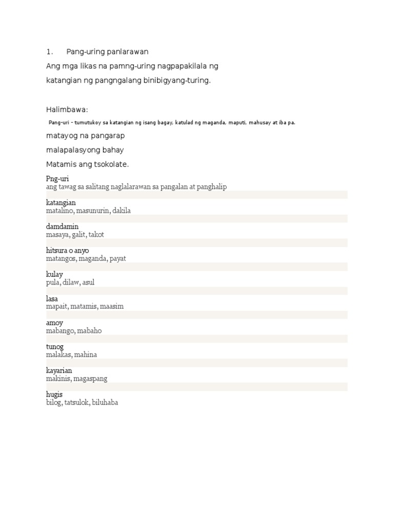 Pang Uri Panlarawan | PDF