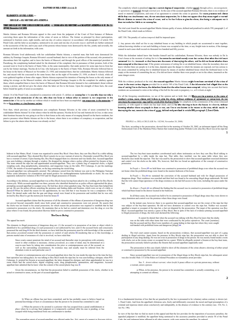 Article 3, RPC With Full Text Cases | PDF | Arrest | Crime & Violence