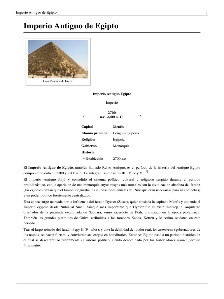 Imperio Antiguo de Egipto | PDF | Pirámides egipcias | Antiguo Egipto