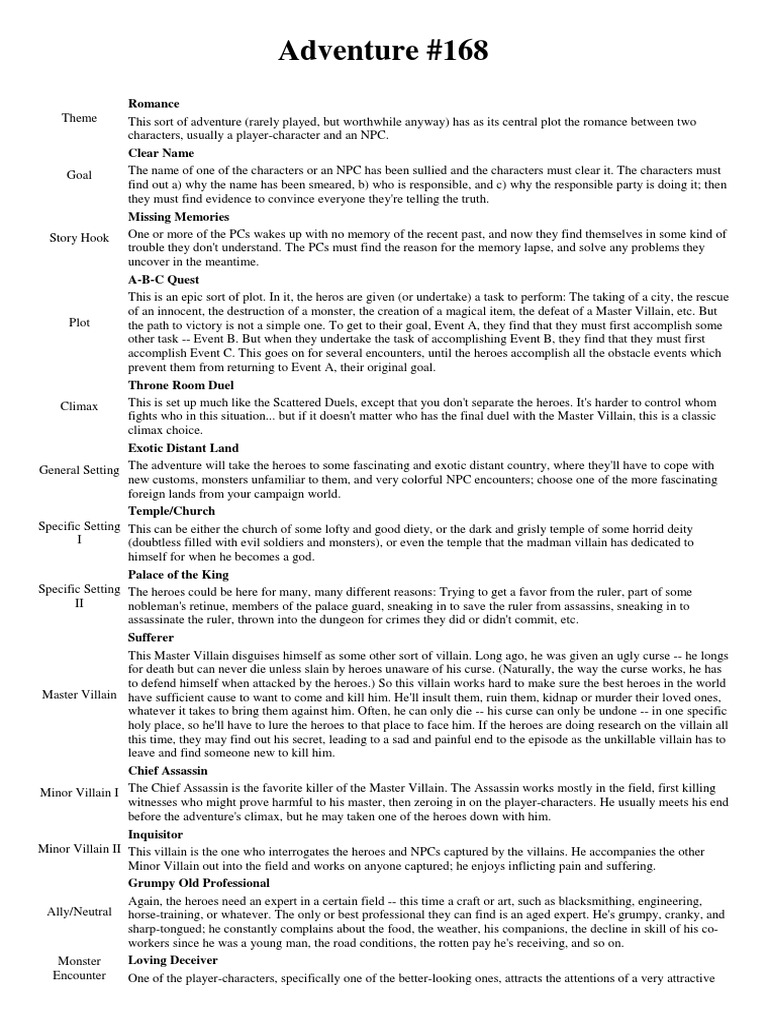 Adventure 168 | PDF | Hero | Plot (Narrative)