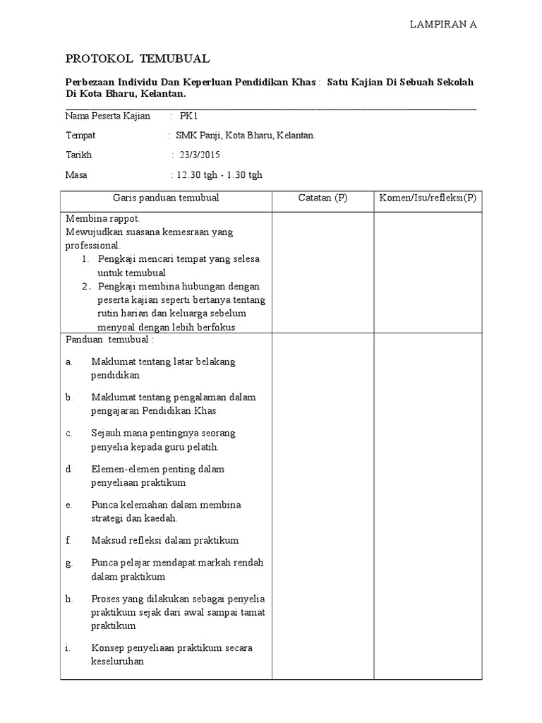 Contoh Protokol Temubual | PDF