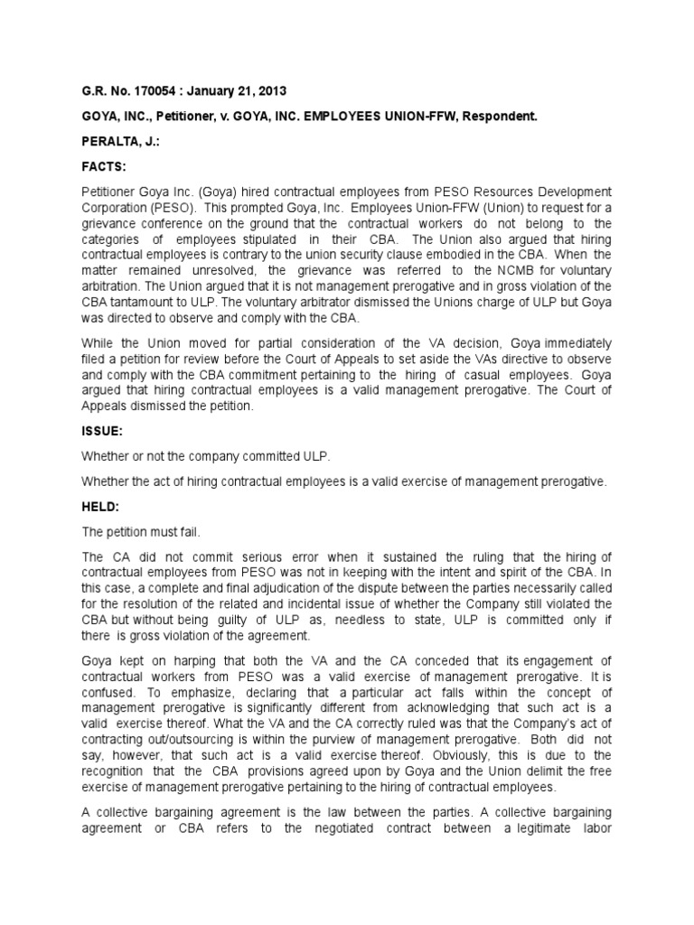 Dispute Over Hiring of Contractual Employees: A Case of Alleged Unfair ...