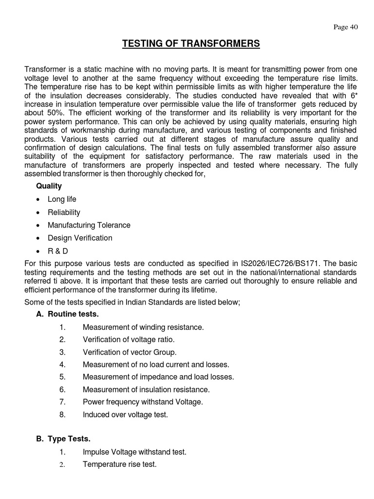 Transformer Testing Methods Guide | PDF