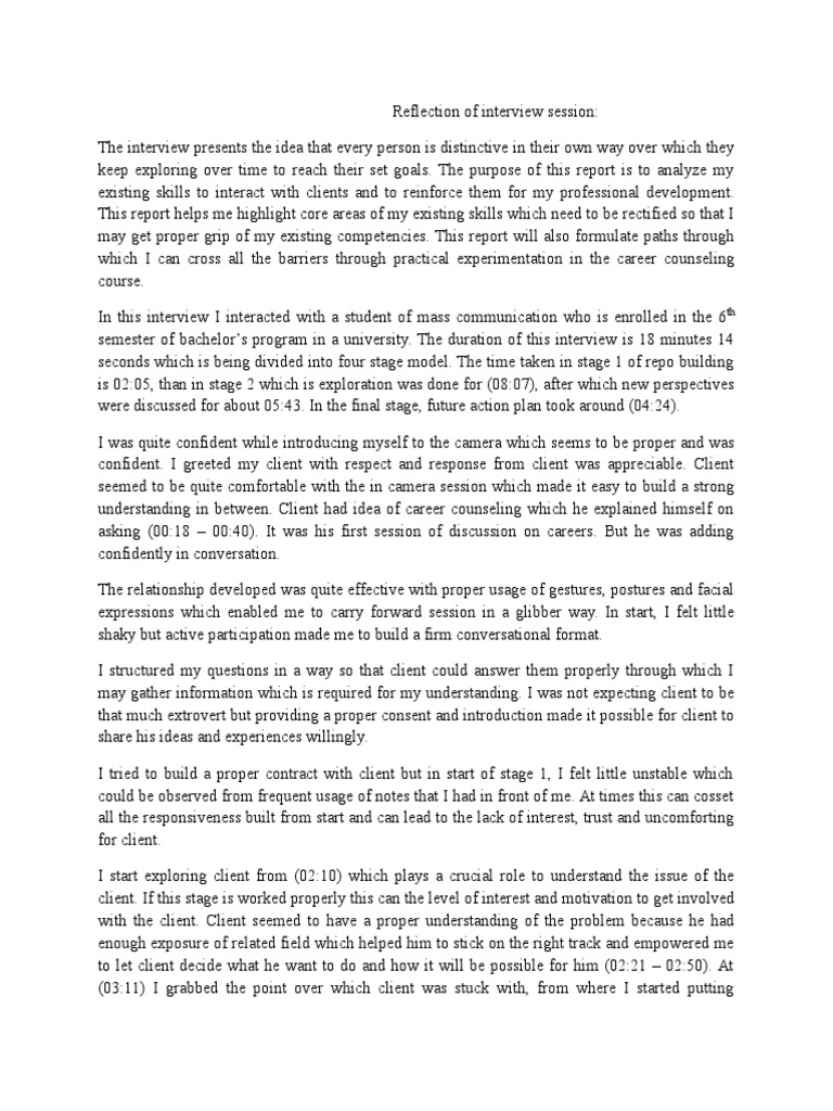 Reflective Report of Interview | PDF | Understanding | Conversation