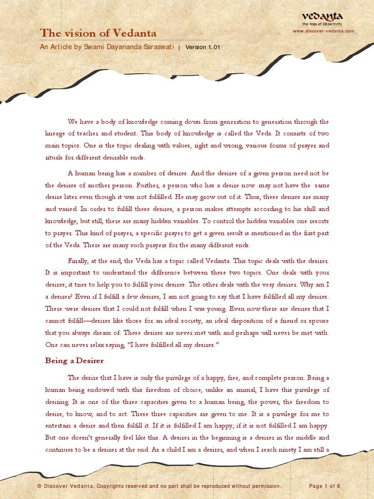 Vision of Vedanta | PDF | Vedanta | Truth