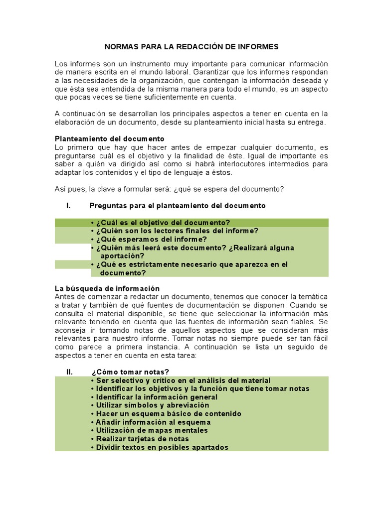 Mti 6-Normas Para La Redaccion de Informes | Información | Escritura