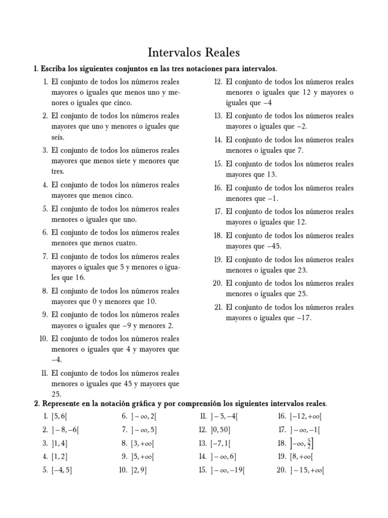 Práctica de Intervalos Reales | PDF | Intervalo (Matemáticas) | Conceptos matemáticos