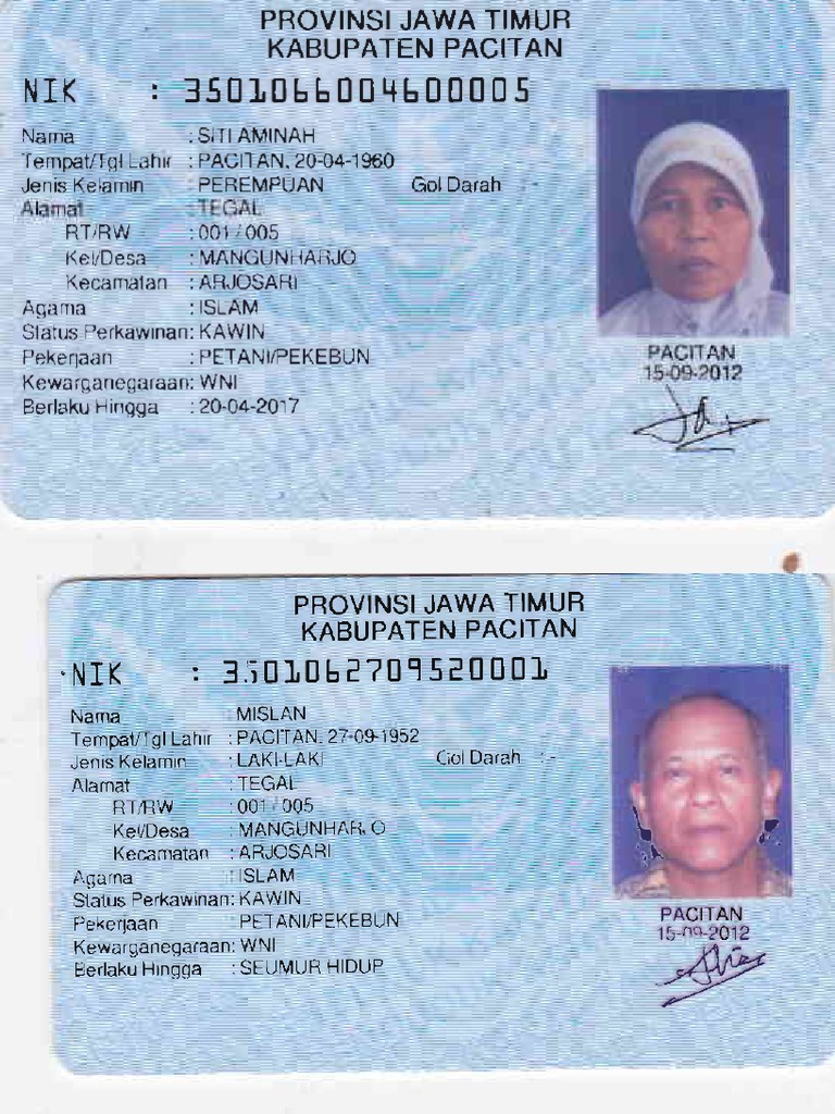Data KTP Siti Aminah dan Laki-laki | PDF