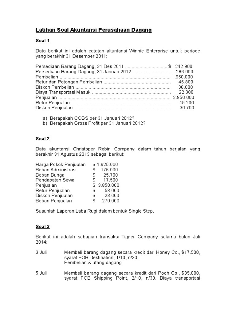Latihan Soal Perusahaan Dagang | PDF