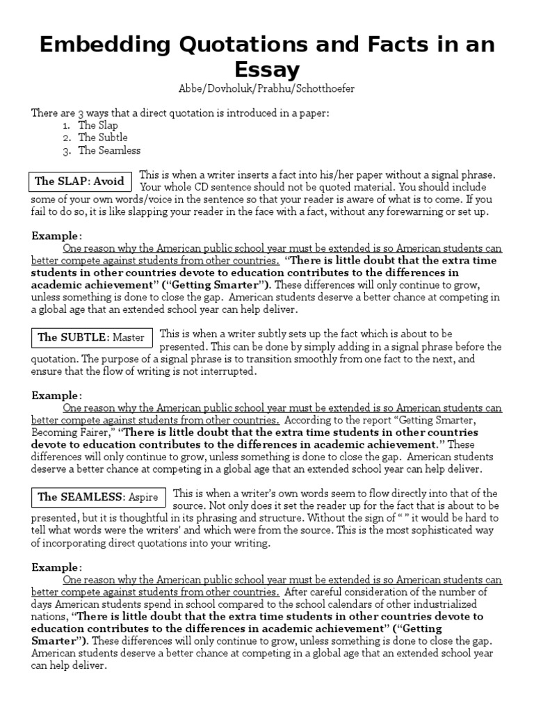 Mastering Quotations in Essays | PDF | Citation | Bracket