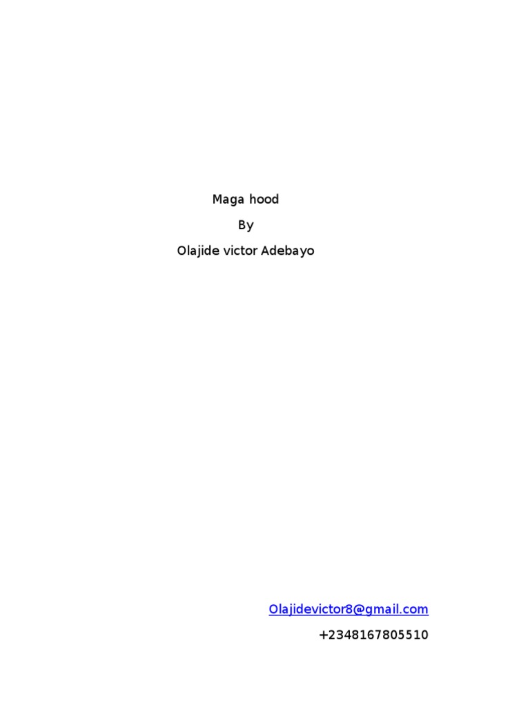 MAGA HOOD Short Script | PDF | Leisure