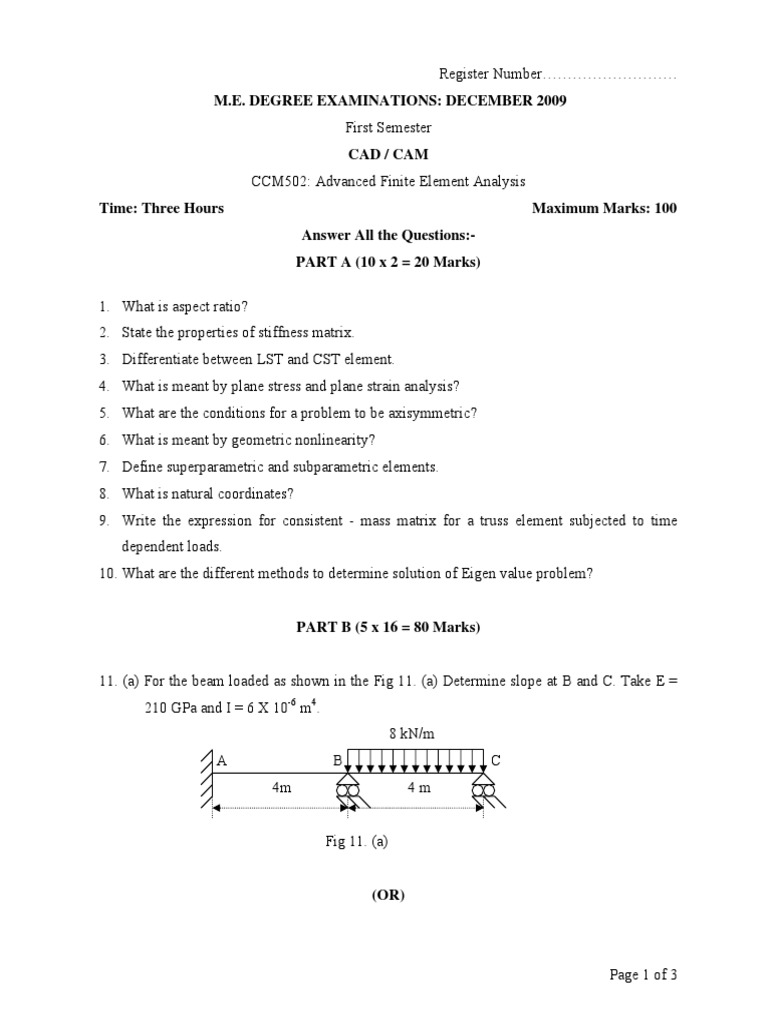 Anna University Fea Question Paper | PDF | Finite Element Method ...