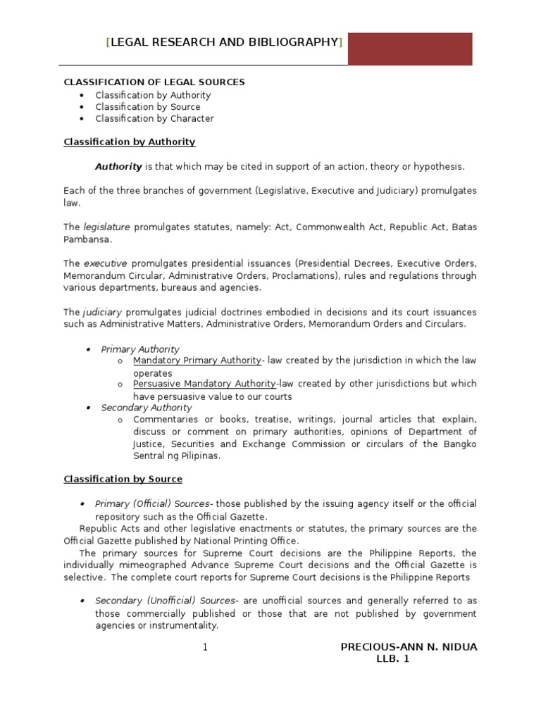 Legal Research and Bibliography Guide | PDF | Precedent | Judiciaries