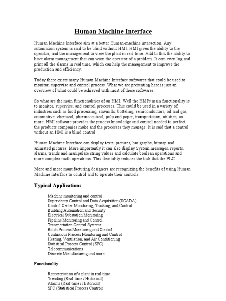 Human Machine Interface | PDF | User Interface | Programmable Logic ...