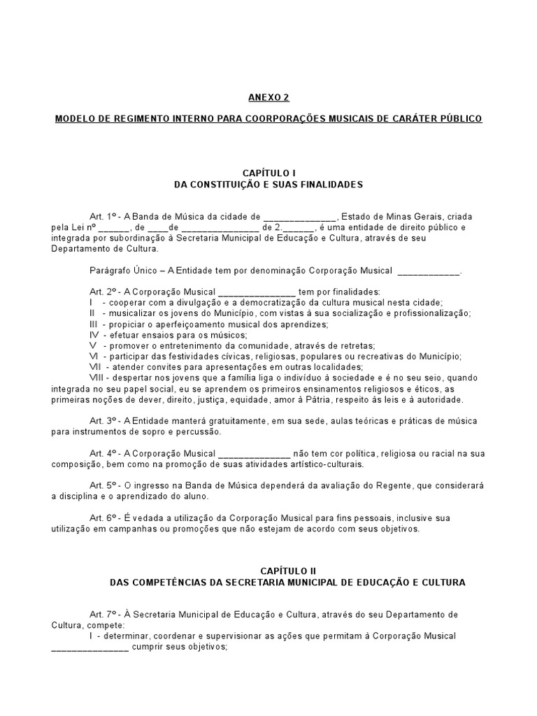 Anexo Modelo de Regimento Interno | PDF