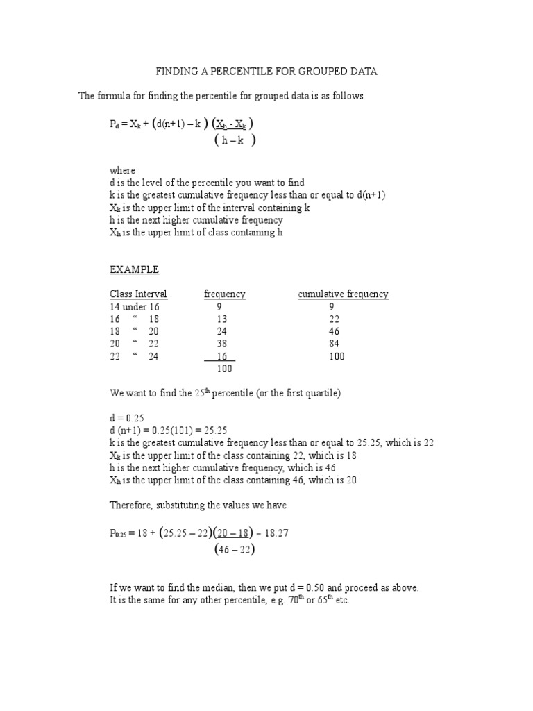 Percentile For Grouped Data | PDF