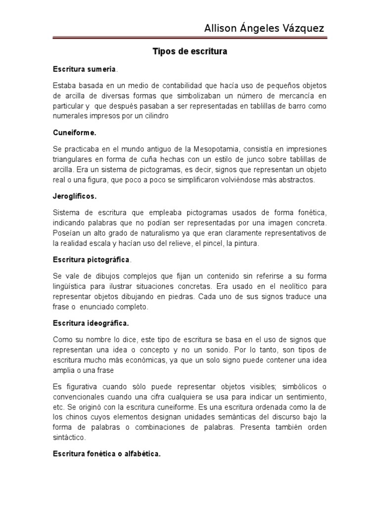 Tipos de Escritura | PDF | Escritura | Alfabeto