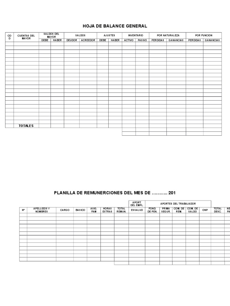 Plantilla de Hoja de Balance General | PDF | Corporaciones | Contabilidad