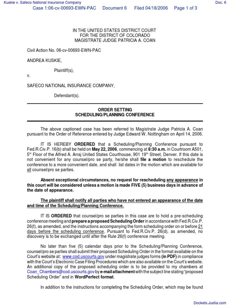 Kuskie v. Safeco National Insurance Company - Document No. 6 | PDF ...