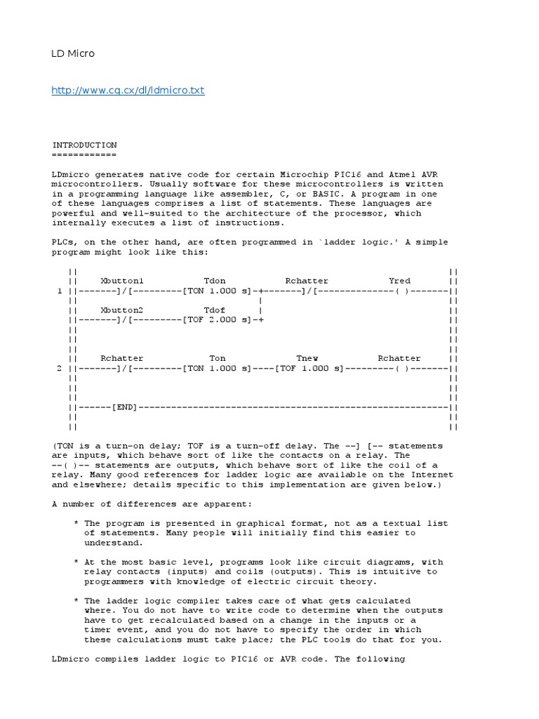 LD Micro | PDF | Microcontroller | Analog To Digital Converter