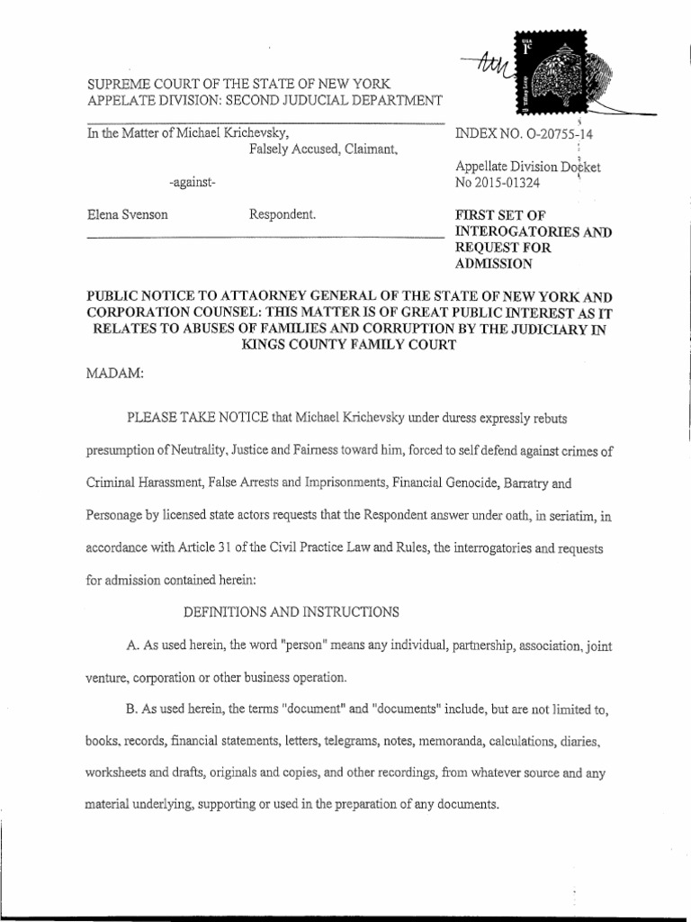 1ST SET OF INTERROGATORIES AND REQUEST FOR ADMISSION 2ND DPT ...