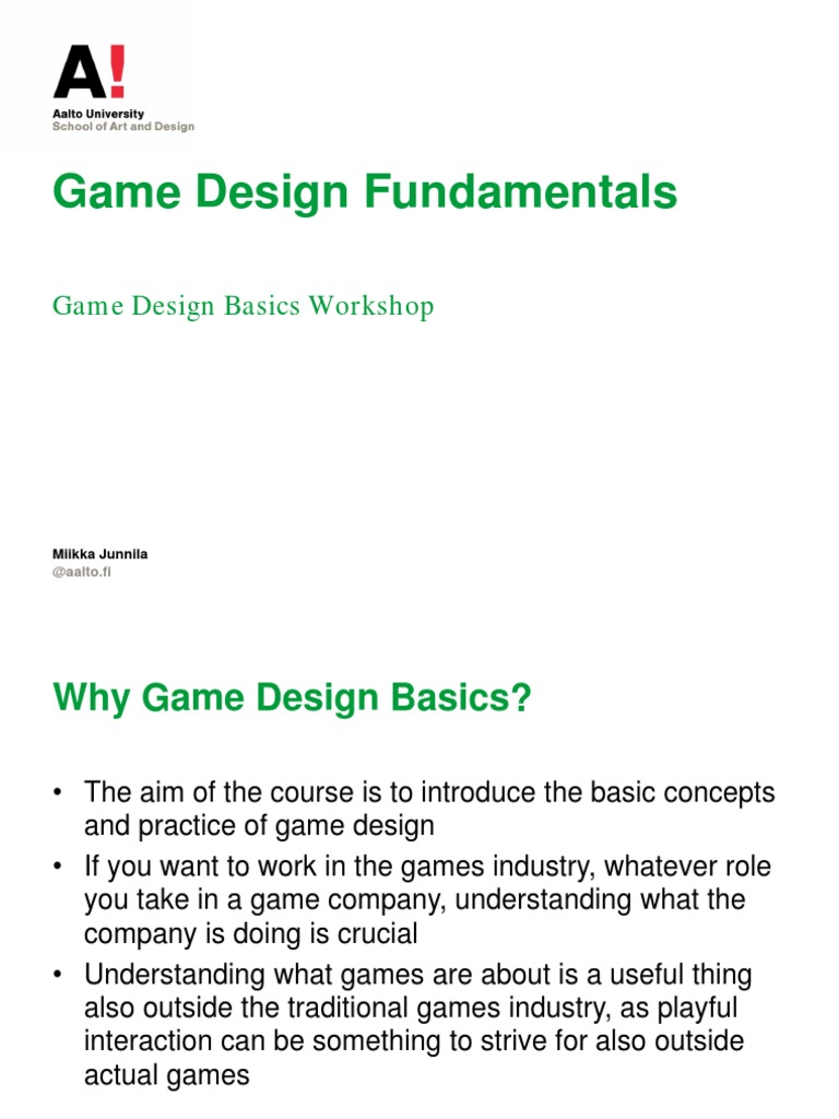 Game Design Basics Workshop | PDF | Game Design | Lecture