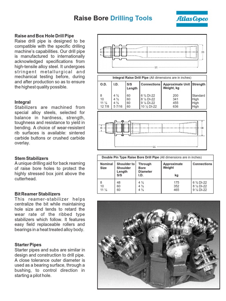 Raise Boring Drill Pipe Specifications | PDF | Drilling | Pipe (Fluid ...