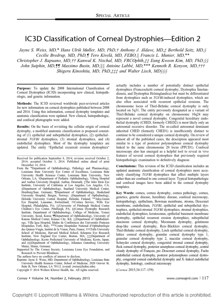 IC3D Classification of Corneal Dystrophies Edition.1 | PDF | Cornea ...