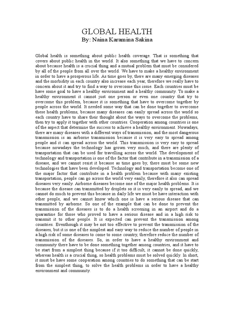 Global Health Cooperation Essentials | PDF | Transmission (Medicine ...