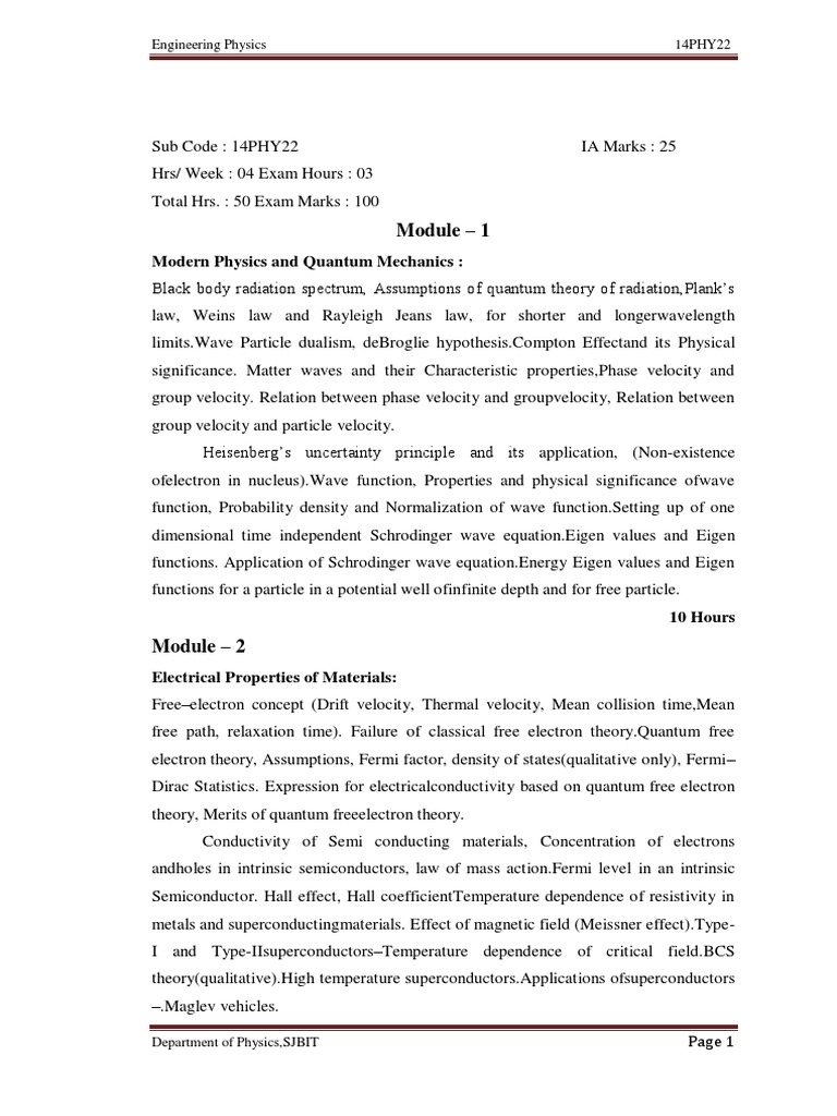 Physics Notes Vtu | PDF | Wave Function | Schrödinger Equation