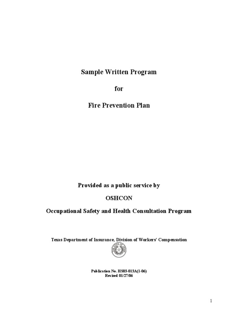 Sample Written Program For Fire Prevention Plan | PDF | Fire Safety ...