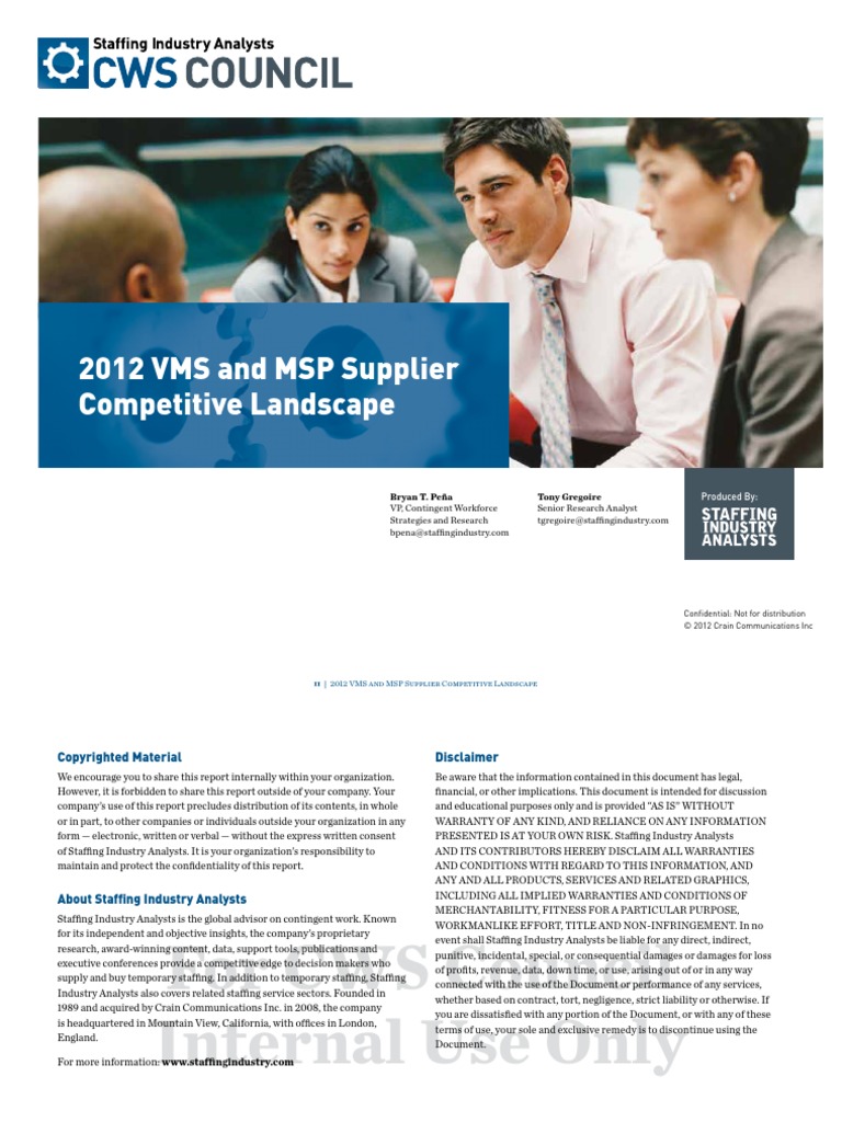 SIA 2012 VMS MSP Landscape Report | PDF | Employment | Business