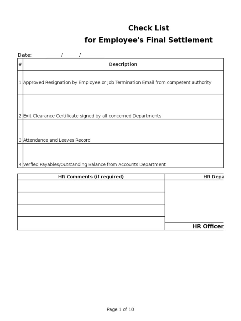 Final Settlement New Format | PDF | Human Resource Management | Employment