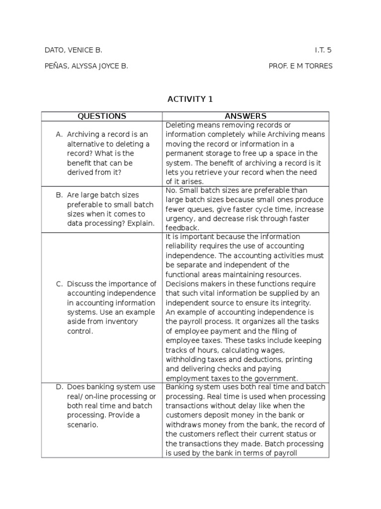 It5 Activity1 Pdf Computer File Databases
