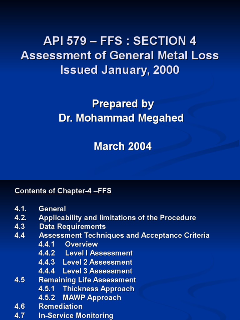 Section-4 Assessment of General Metal Loss API 579 - FFS | PDF | Stress ...