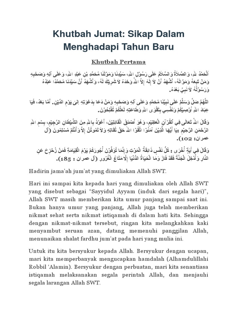 Khutbah Jumat (Muharram) | PDF