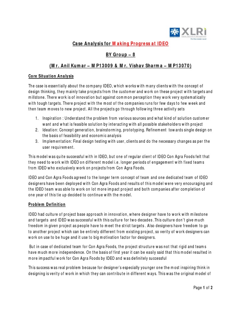 Making Progress in IDEO Case Study | PDF | Design Thinking | Cognition