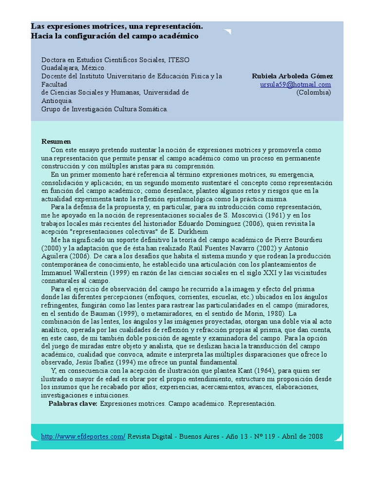Las Expresiones Motrices, Una Representación. | PDF | Science ...