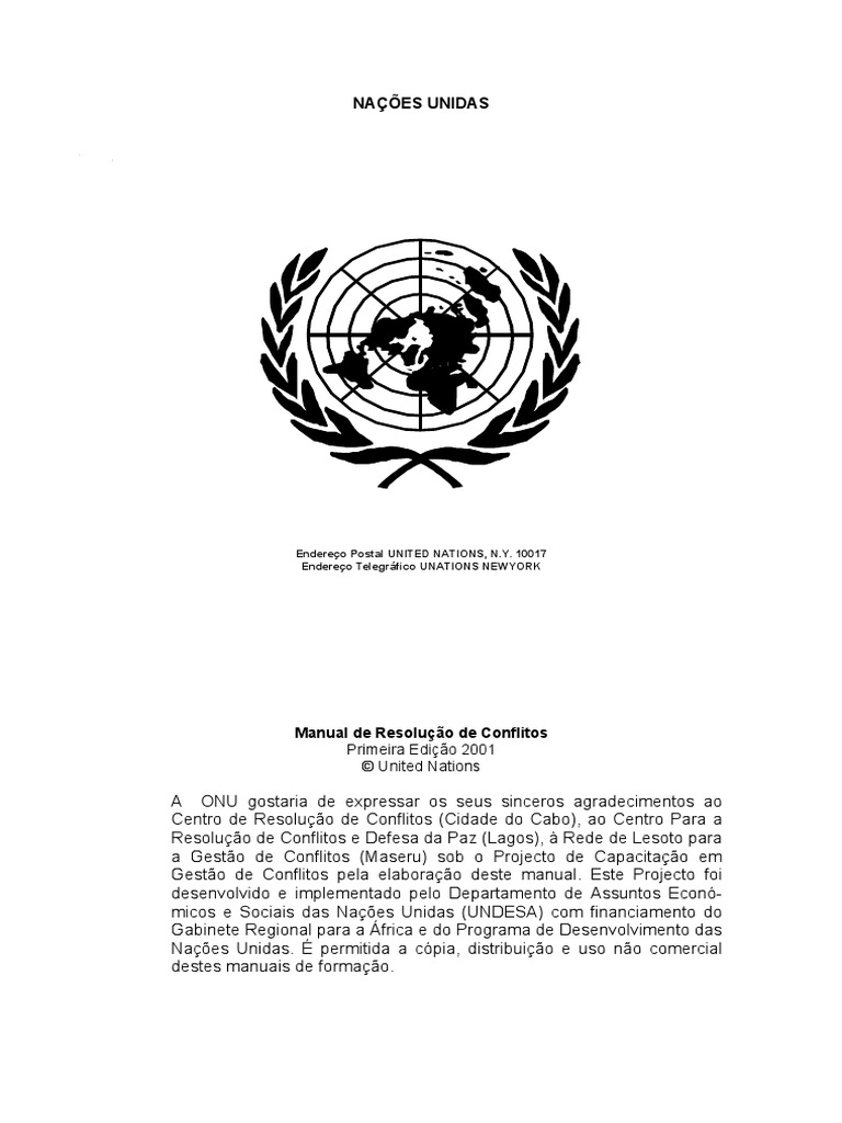 Manual de Resolução de Conflitos Da ONU | PDF | Paz | Percepção Manual de Resolução de Conflitos Da ONU | PDF | Paz | Percepção