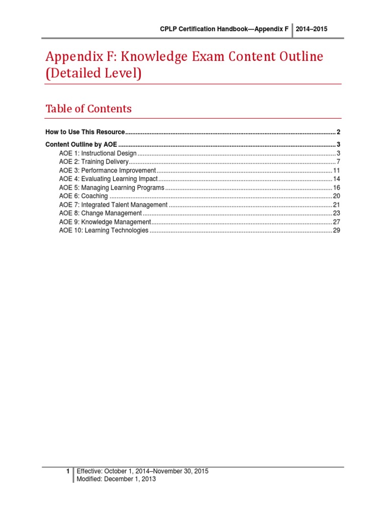 Appendix F - Knowledge Exam Content Outline - Final - 10-2014 | PDF ...