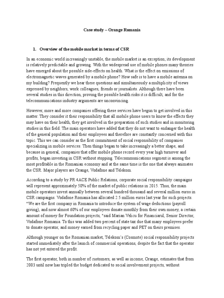 Case Study Orange Final | PDF | Corporate Social Responsibility | Employment