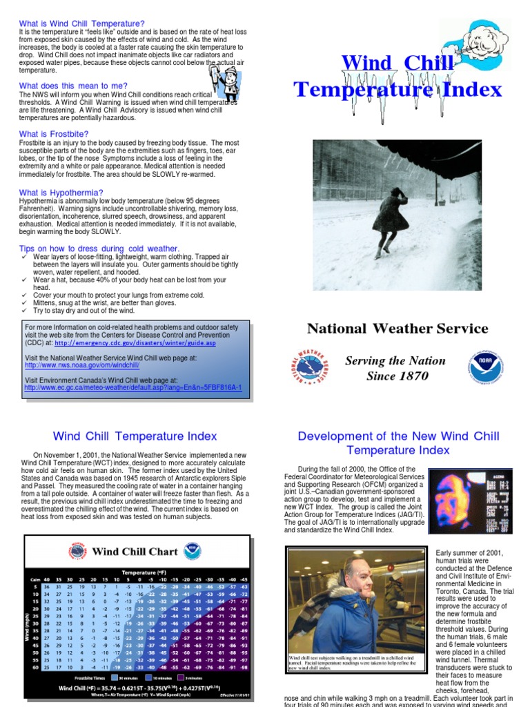 Wind Chill Temperature Index: National Weather Service | PDF ...