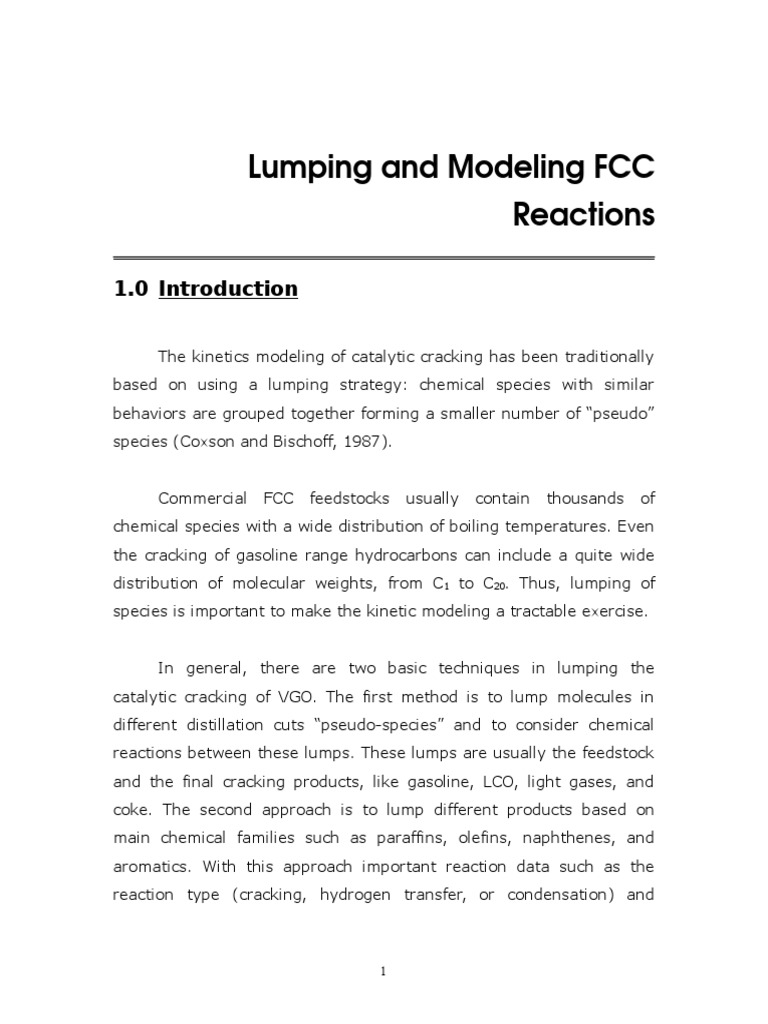Lumping and Modeling FCC Reactions | PDF | Cracking (Chemistry) | Catalysis