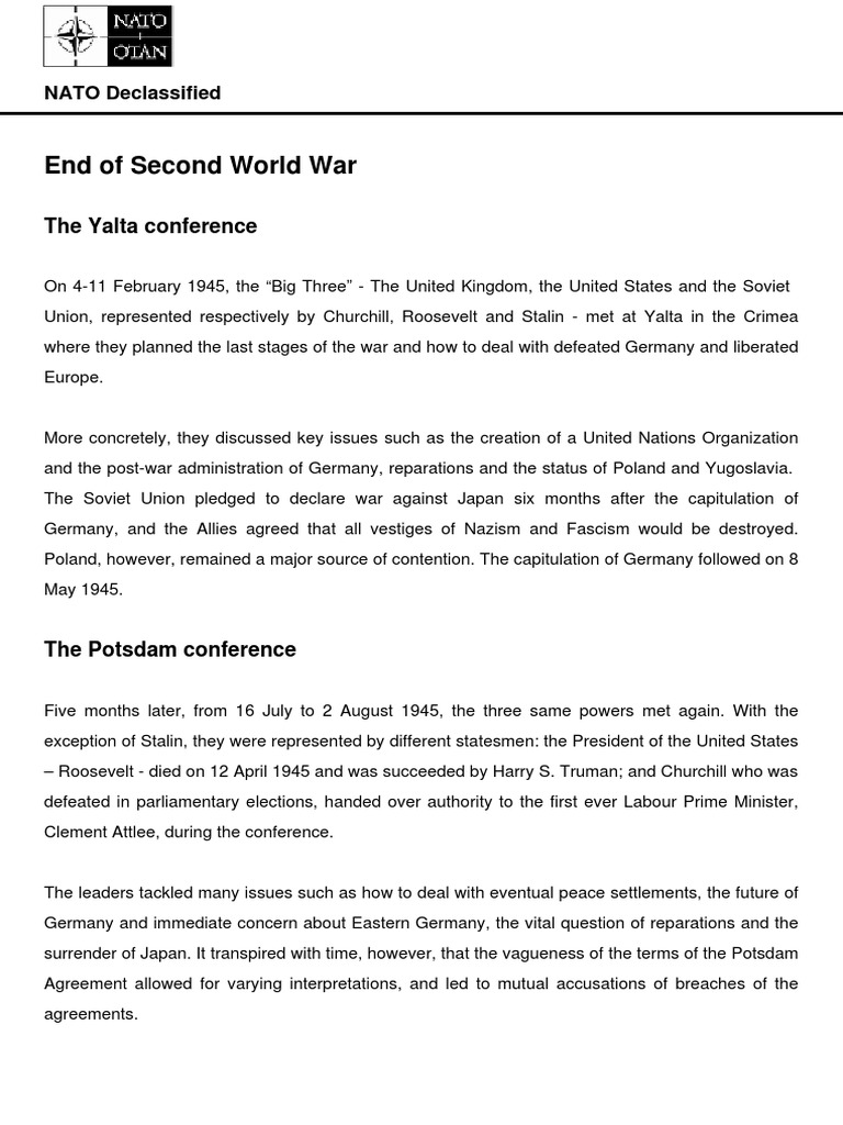 Yalta and Potsdam: WWII's Key Conferences | PDF | Allies Of World War ...
