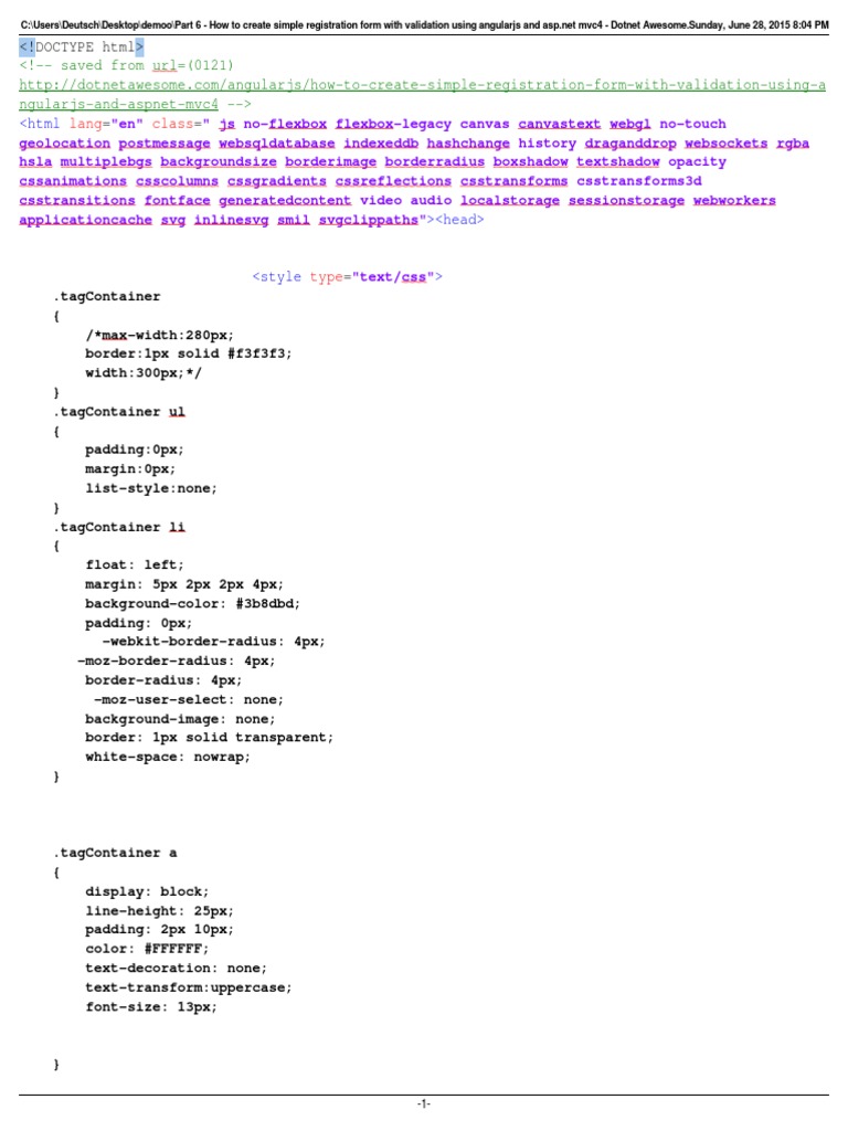Part 6 - How To Create Simple Registration Form With Validation Using Angularjs and ASP - Net ...