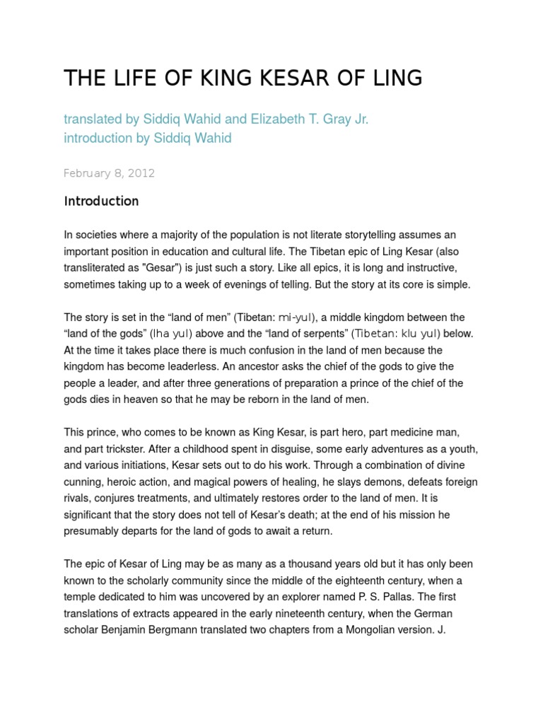 The Life of King Kesar of Ling: Translated by Siddiq Wahid and ...