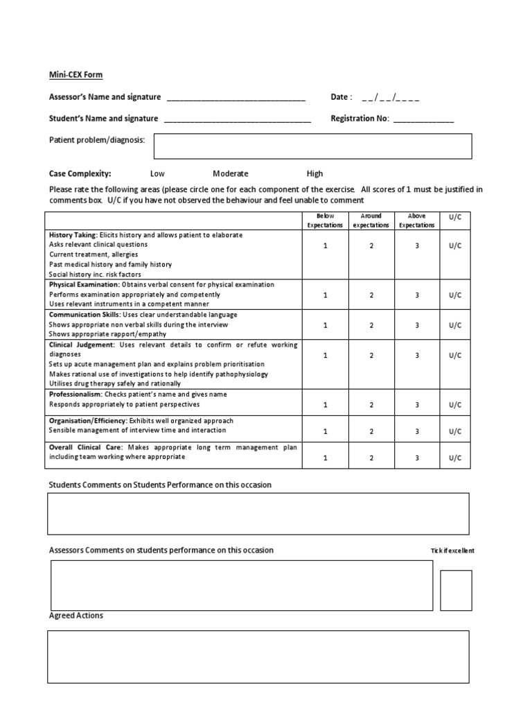 Mini-CEX Assessment Form Template | PDF | Business