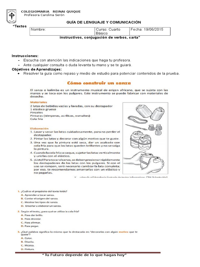 Guia Textos Instructivos | PDF | Verbo | Alimentos