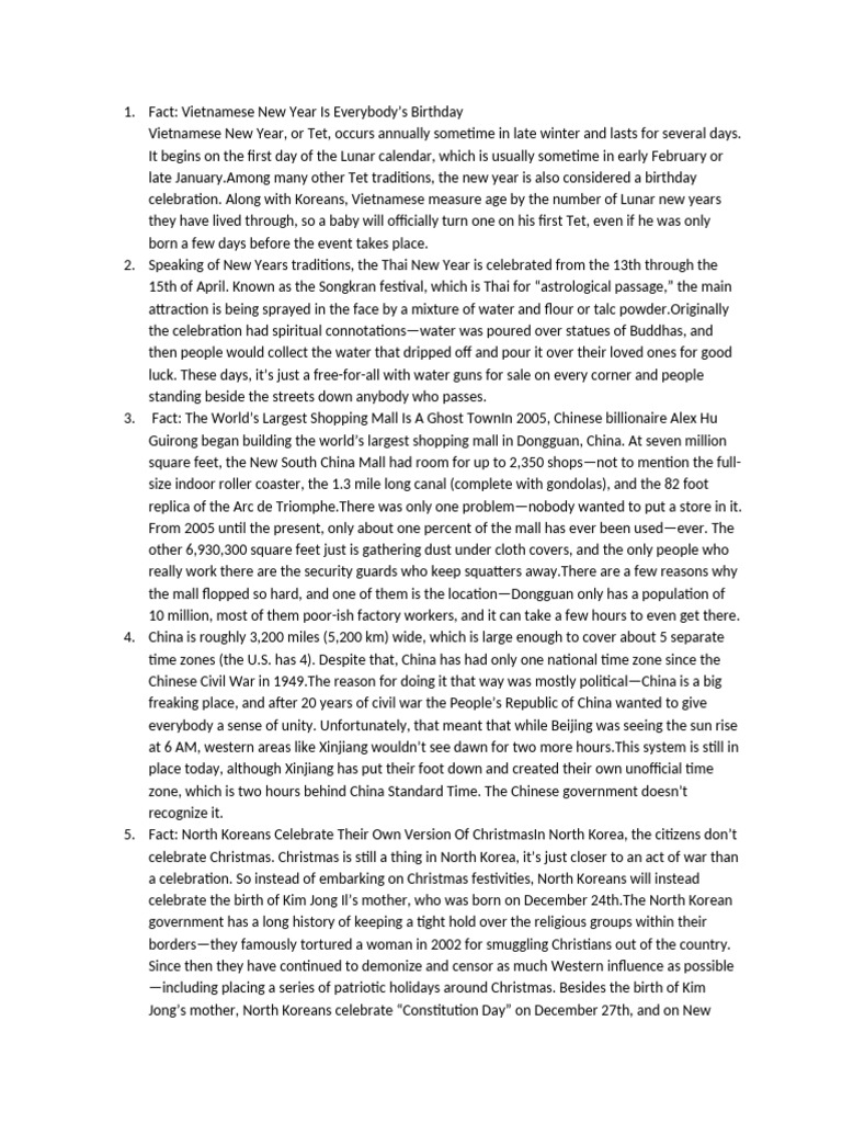 Fascinating Facts About Asia's Culture | PDF | North Korea | South Asia