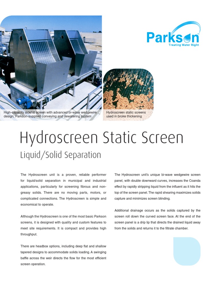 Hydroscreen | PDF | Solid | Sewage Treatment